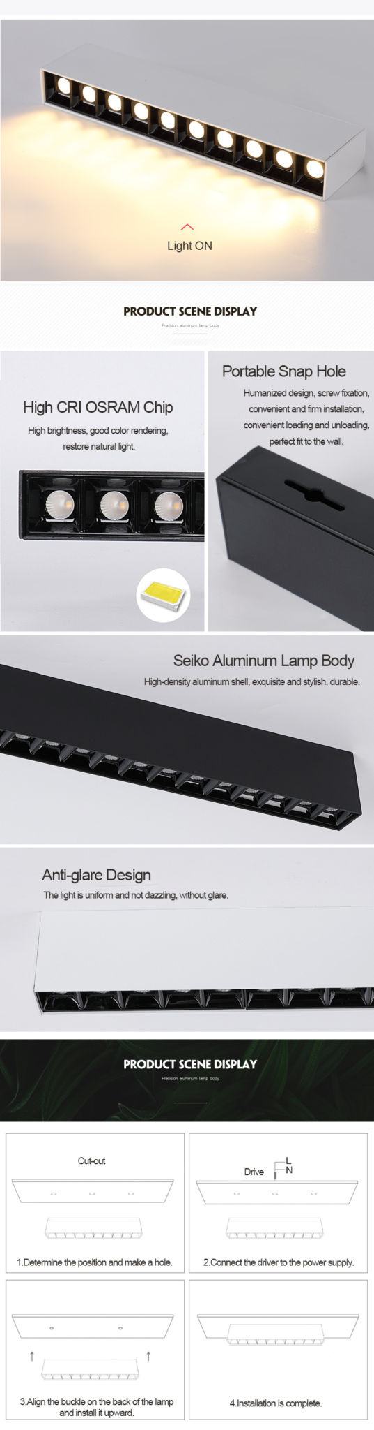 Aluminum LED linear grille spotlight - LED Light Factory
